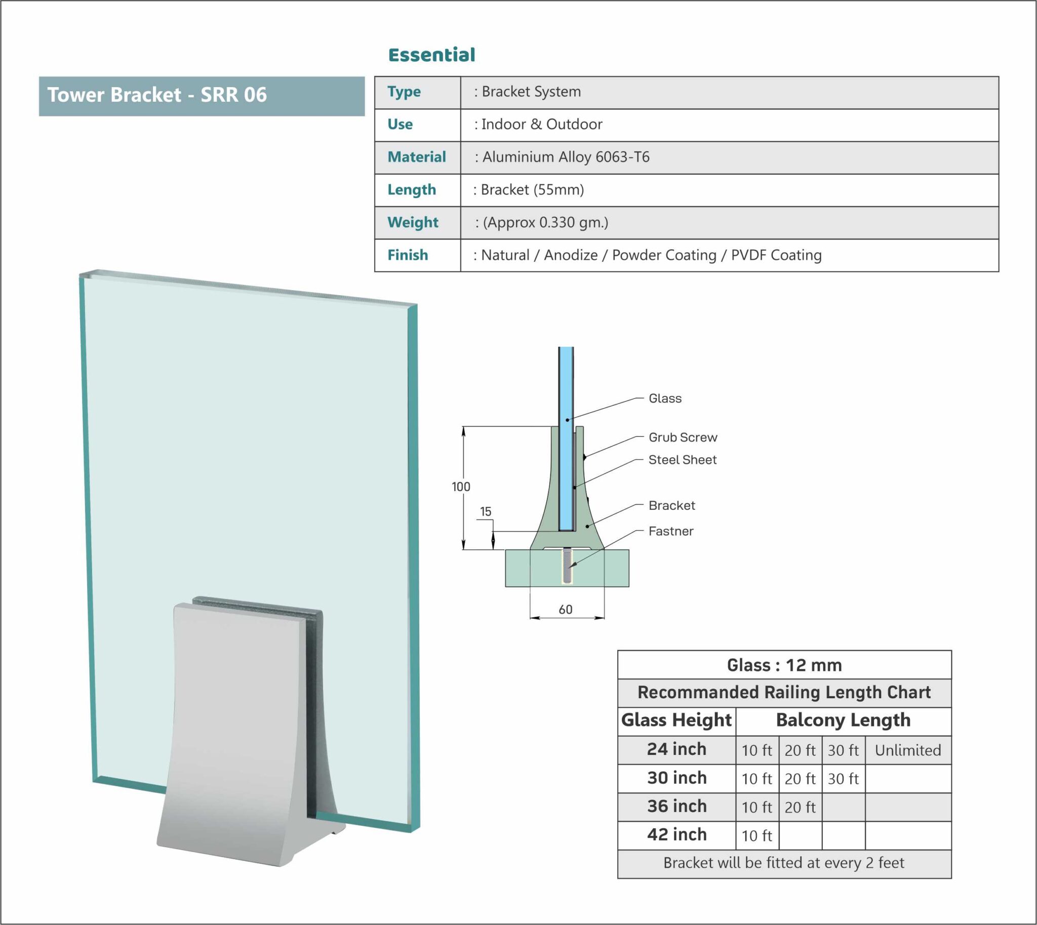 Tower Bracket – SRR 06 – extreorailsystems.com